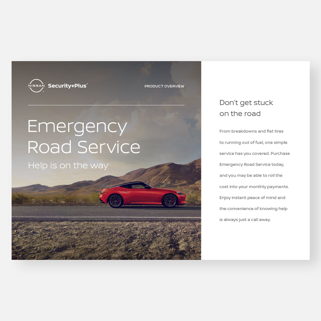Emergency Road Service - Product Card (Nissan) (25 qty) - NESNA Dealers